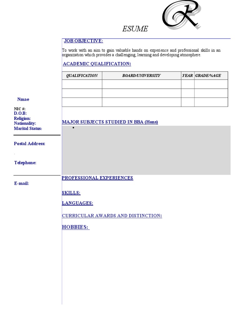 CV Template for Job Applications | PDF | Career & Growth
