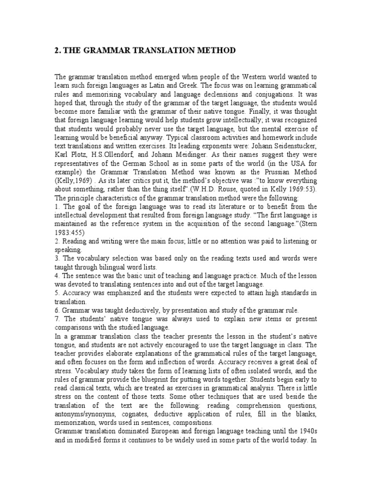 The Grammar Translation Method | PDF | Translations | Grammar