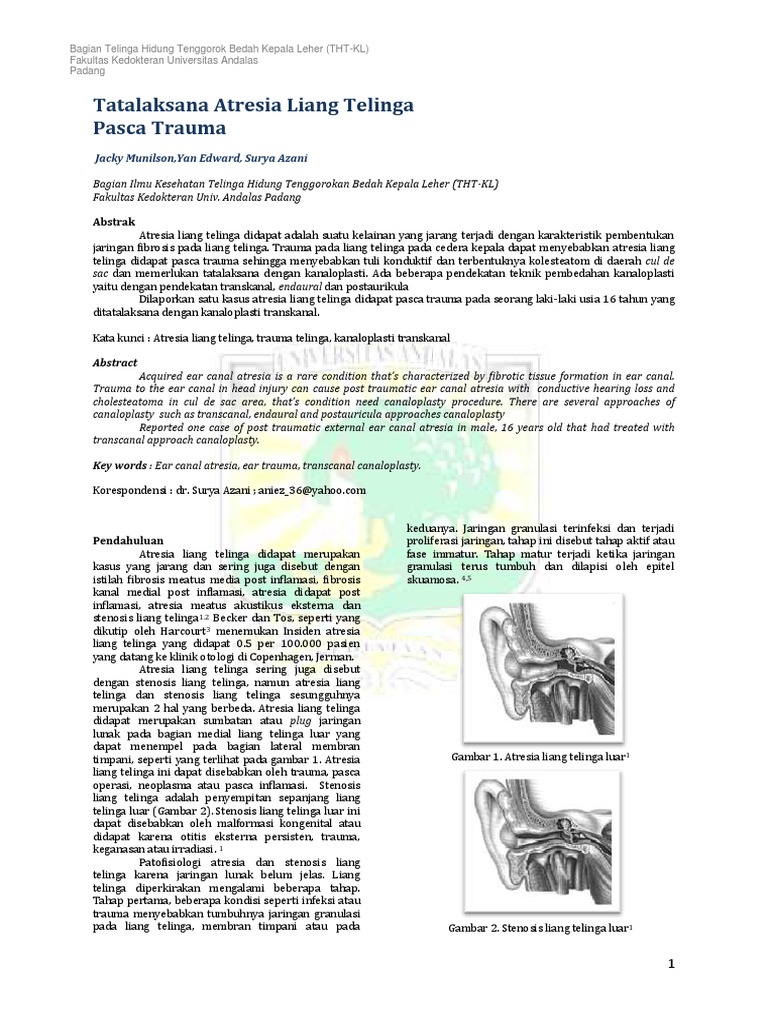 Atresia Liang Telinga | PDF