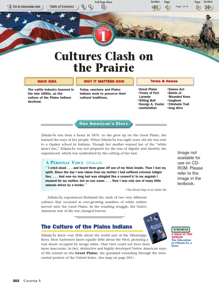 Ch.5 Sec.1 - Cultures Clash On The Prairie | PDF | Cowboys | Sioux