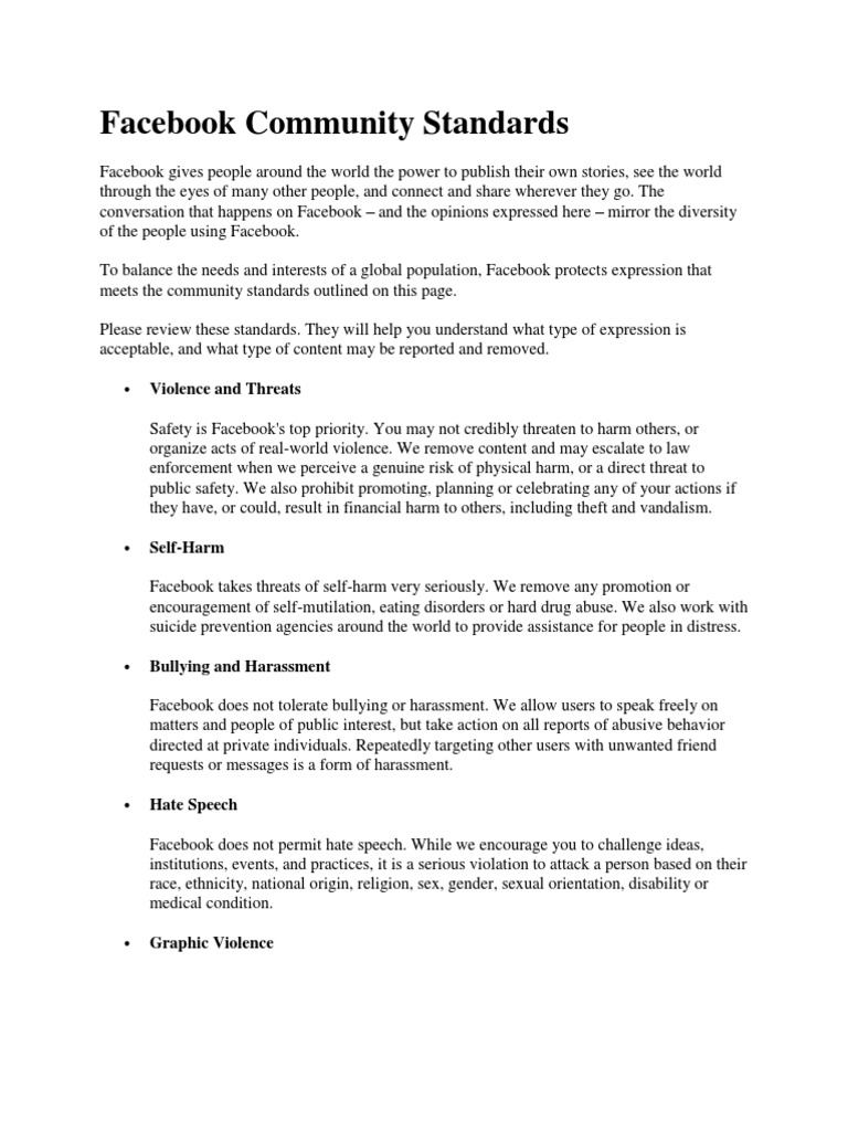 Facebook Community Standards | PDF | Harassment | Facebook