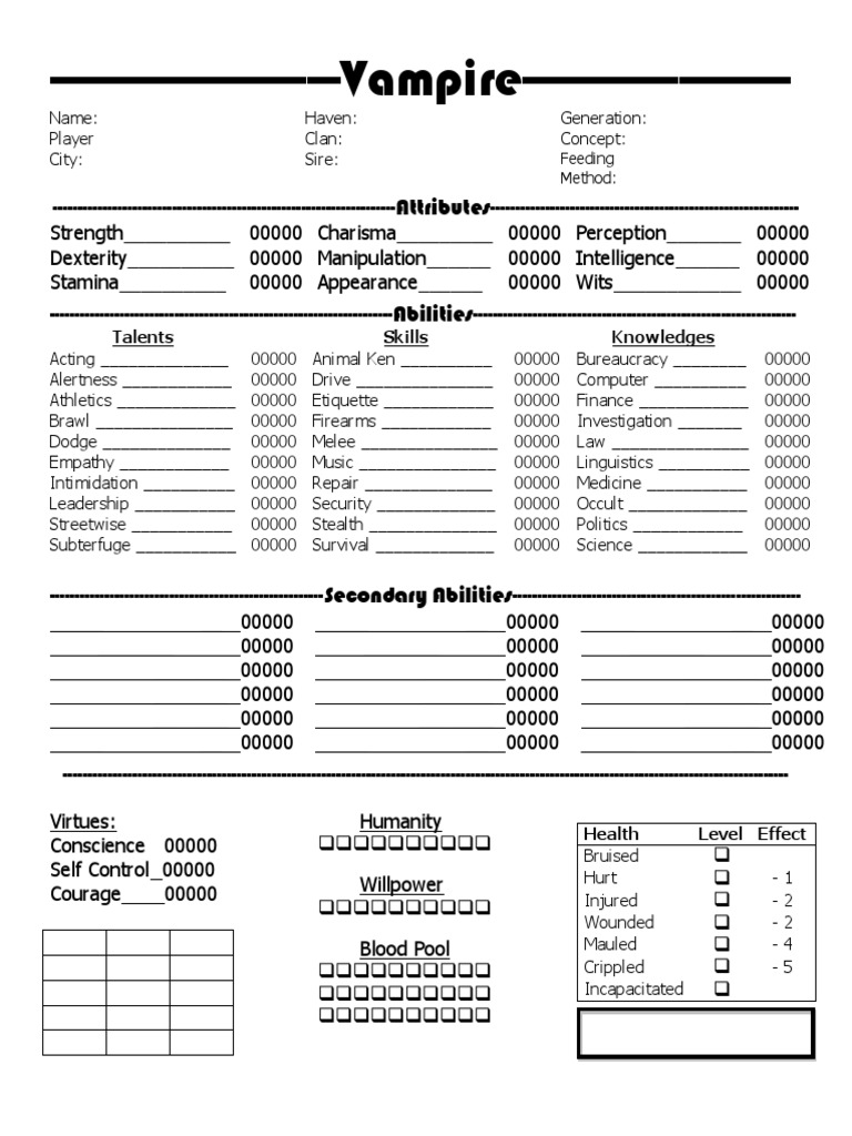 Our REVISED Vampire Character Sheet | PDF