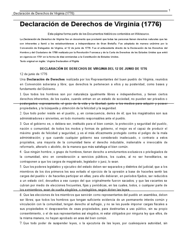 Declaración de Derechos de Virginia (1776) | Virtud | Esfera pública