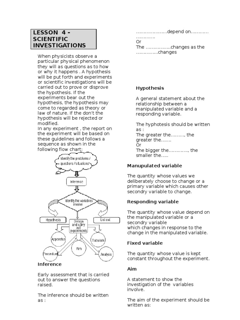 Lesson 4 - Scientific Investigations | PDF | Gases | Hypothesis