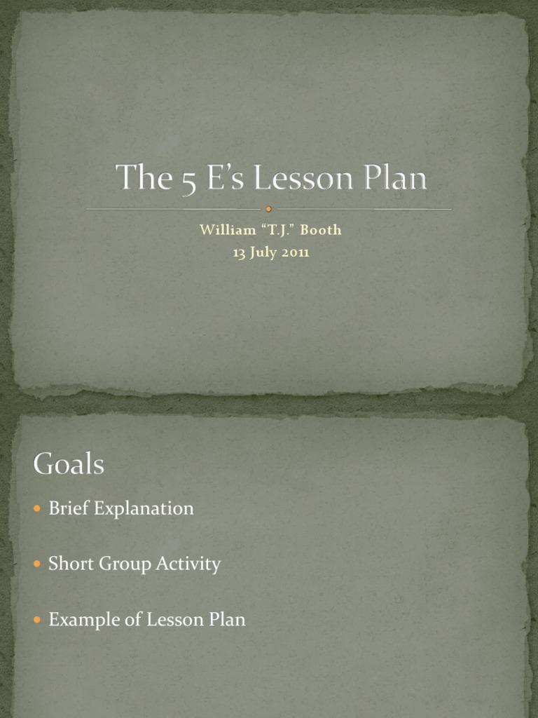 The 5 Es Lesson Plan | PDF | Experiment | Lesson Plan