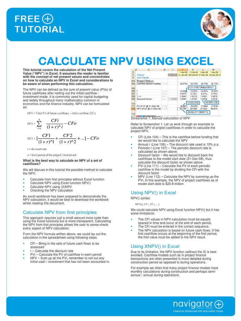 CALCULATE NPV USING EXCEL | PDF | Net Present Value | Internal Rate Of ...