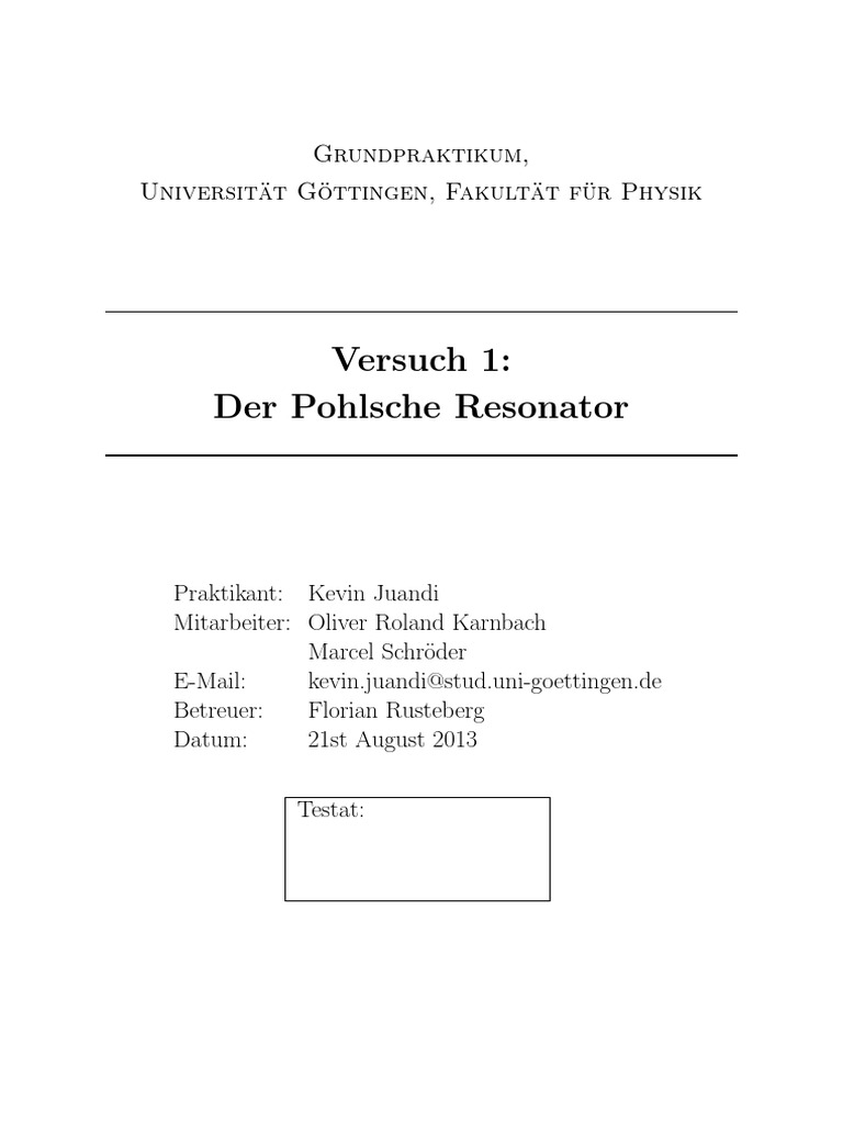 Pohl's Resonator | PDF | Classical Mechanics | Motion (Physics)