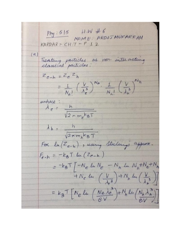 Kardar Solutions - Ch7 - P12 | PDF | Applied Statistics | Statistical Mechanics