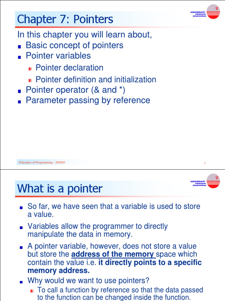 Chapter7 Pointers Pdf Pointer Computer Programming Variable Computer Science