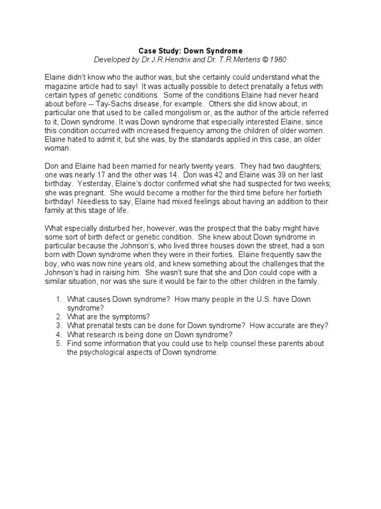 Case Study Down Syndrome | PDF
