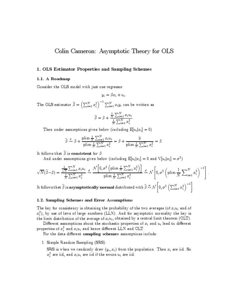 Asymptotic Theory for OLS | PDF | Ordinary Least Squares | Bias Of An Estimator