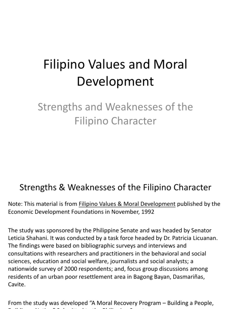 Filipino Values: Strengths & Weaknesses | PDF | Philippines | Value ...