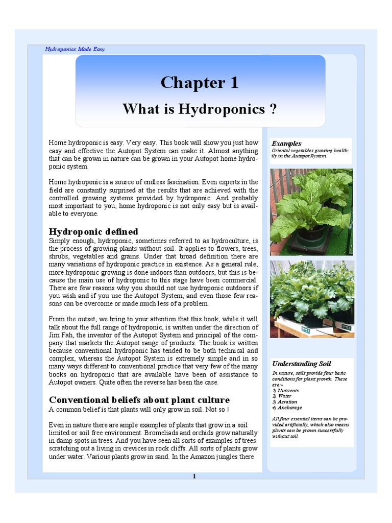 Hydroponics Made Easy - Chapter 1 - Pdfa PDF | PDF | Hydroponics | Soil
