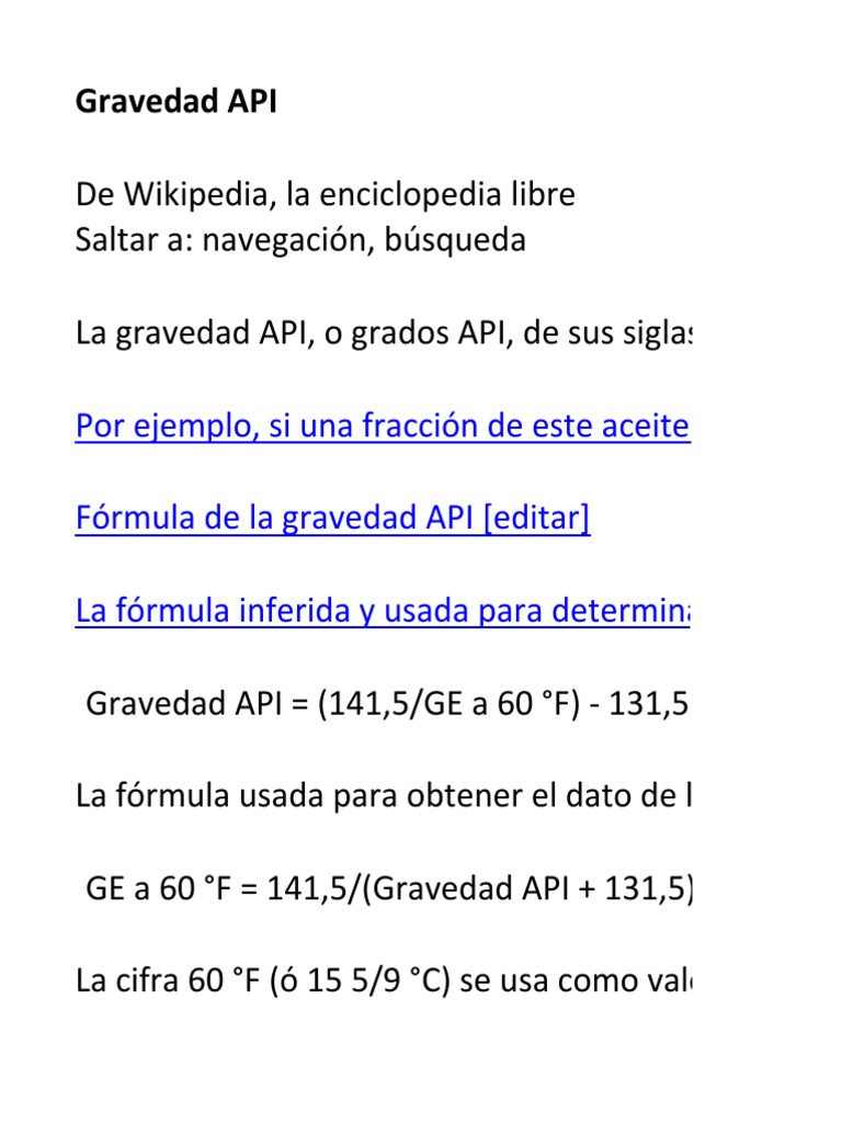 Grados API | PDF | Líquidos | Unidades de medida