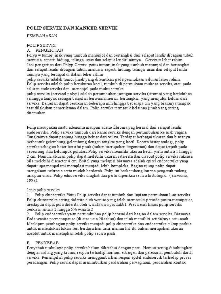 Polip Serviks: Gejala, Penyebab, dan Penanganan | PDF | Kesehatan Holistik | Sains & Matematika
