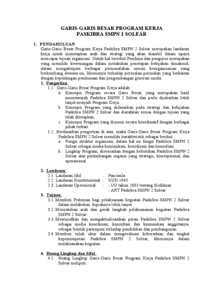 Garis Besar Program Kerja Paskibra SMP N Solear | PDF