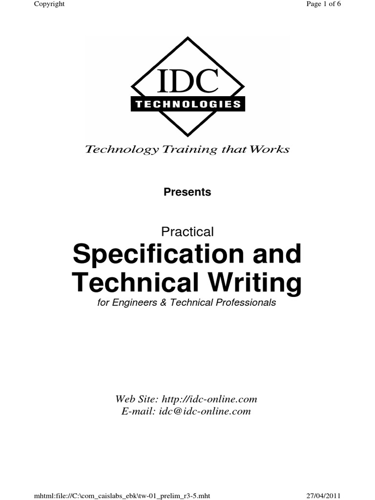 Specification and Technical Writing | PDF | Engineer | Computer Network