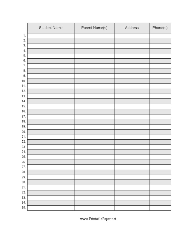 Blank Student Information Form | PDF