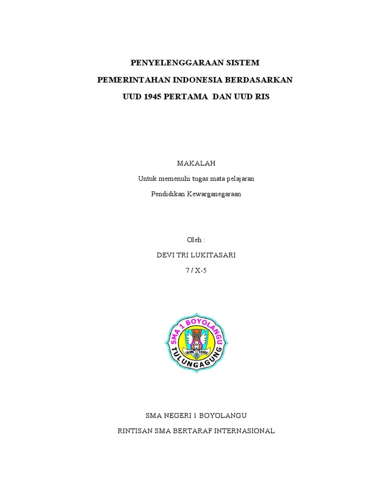 Contoh Sampul Makalah | PDF