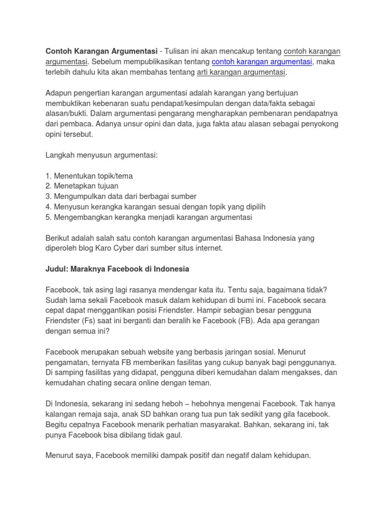 Contoh Karangan Argumentasi | PDF