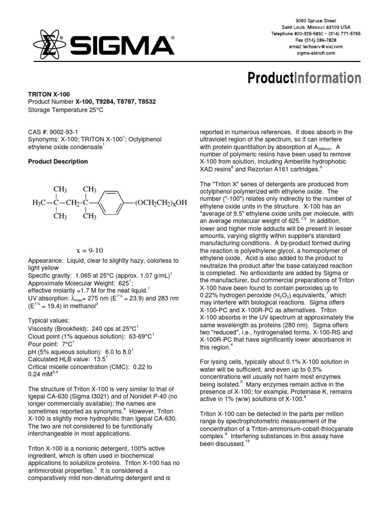Triton | PDF | Hydrogen Peroxide | Polyethylene Glycol