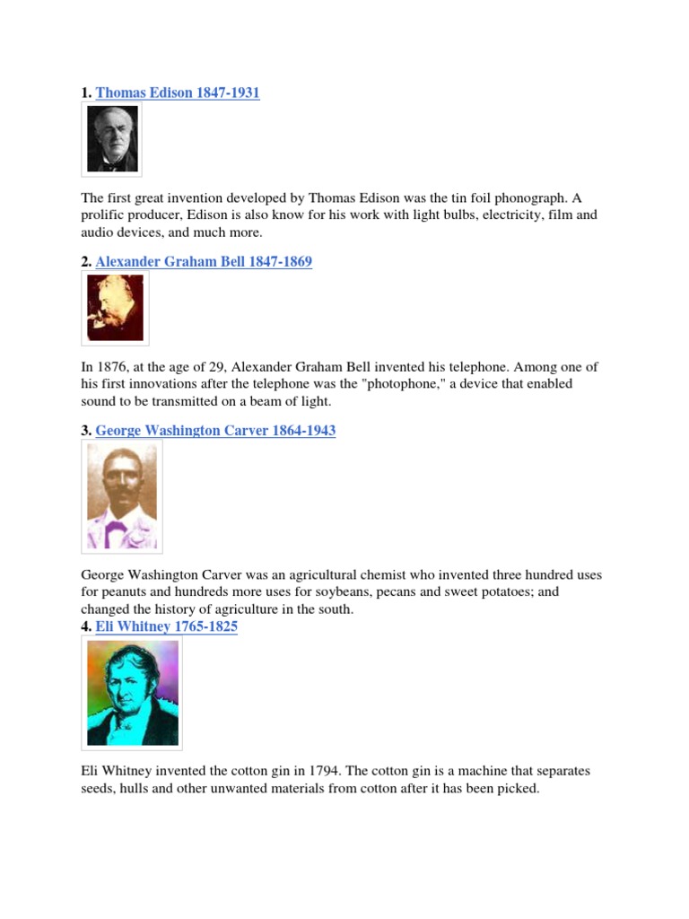 Notable Inventors and Their Innovations | PDF