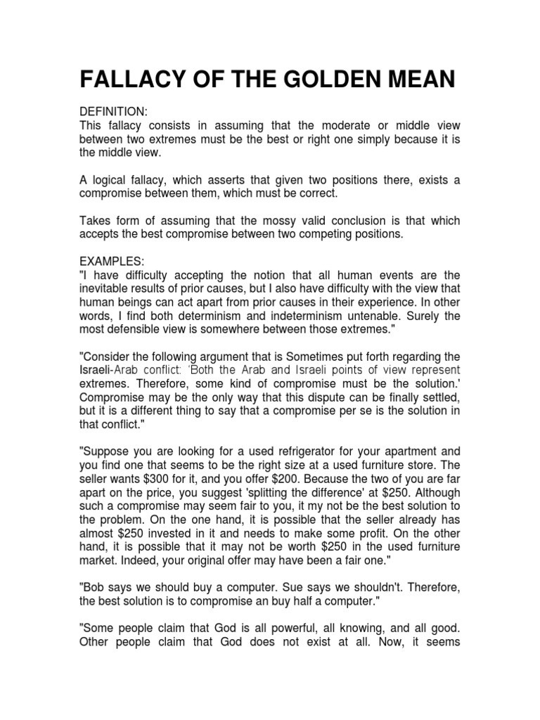 Fallacy of The Golden Mean | PDF | Fallacy | Argument