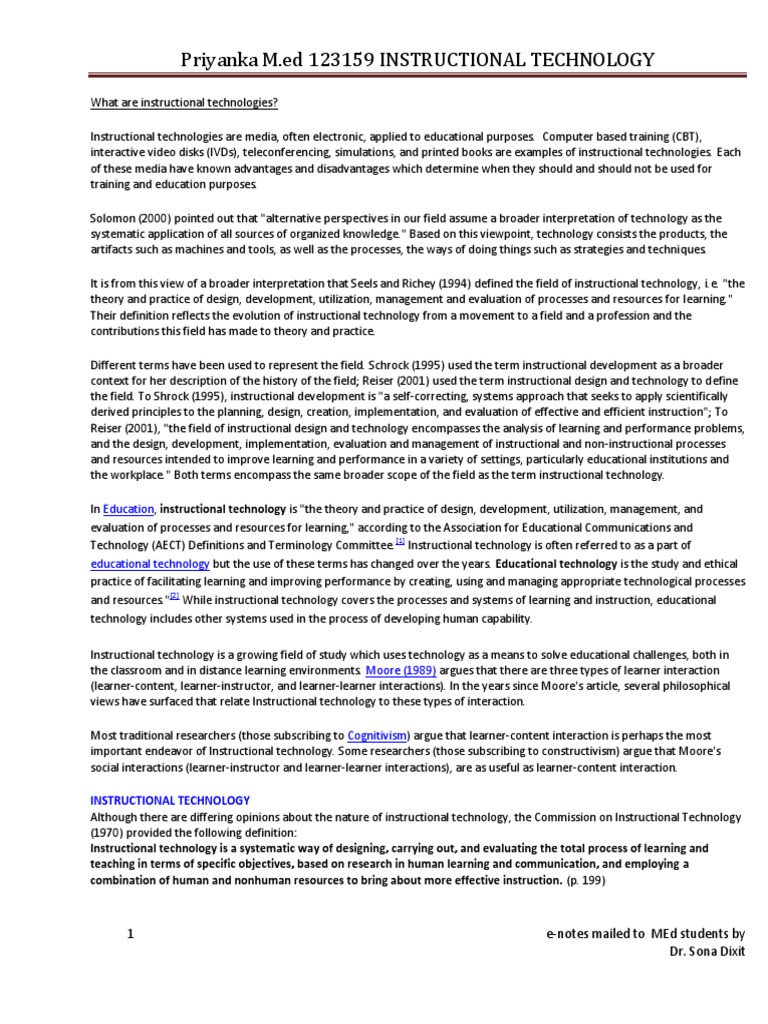 Instructional Technology E-Notes | PDF | Instructional Design ...