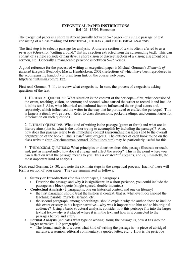 Exegetical Paper Instructions Rel 122H | PDF | Exegesis | Book Of Mormon