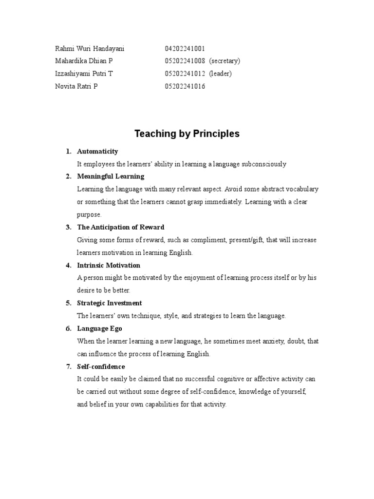 EIT-Teaching by Principles | PDF | Motivation | Motivational