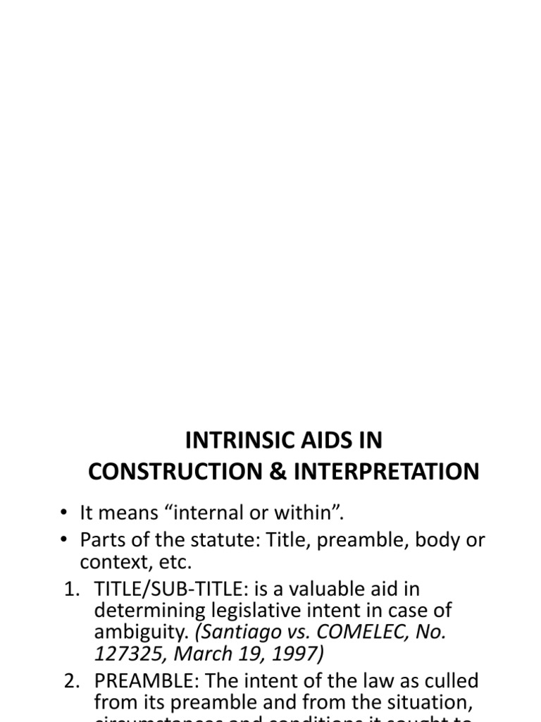 Intrinsic Aids in Statutory Interpretation | PDF | Statutory ...