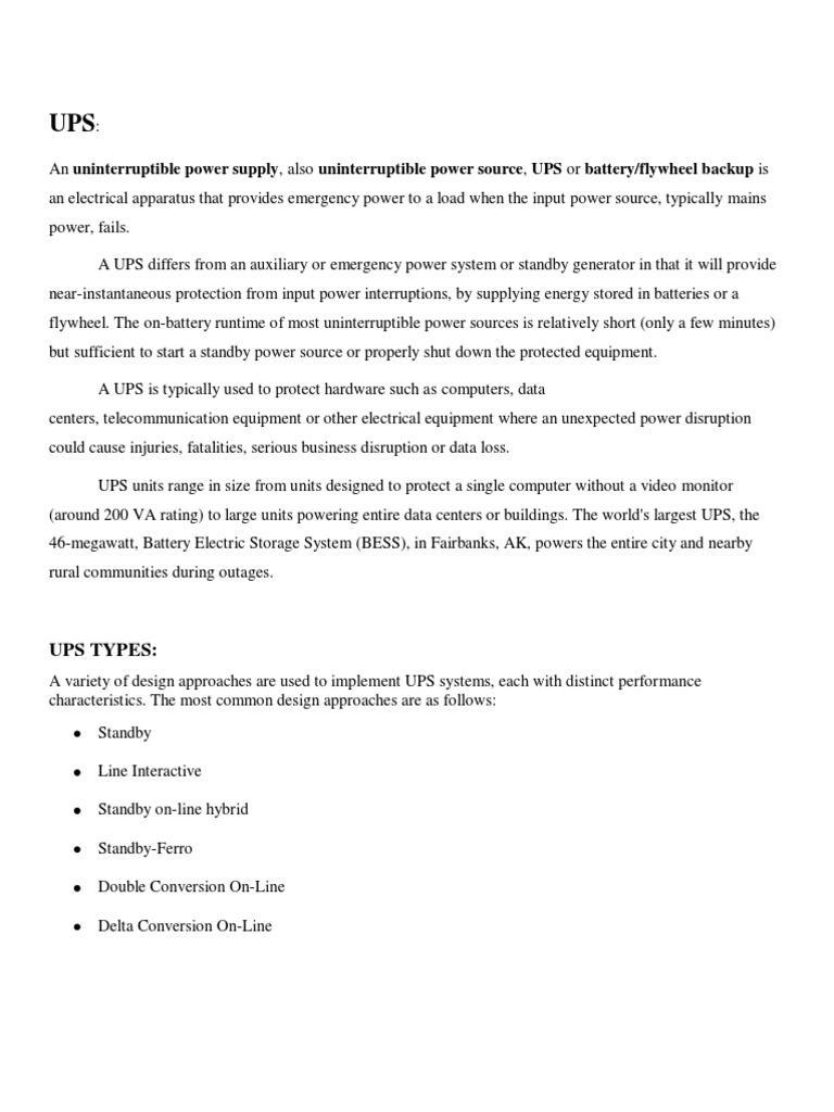 UPS Systems for Critical Power Needs | PDF