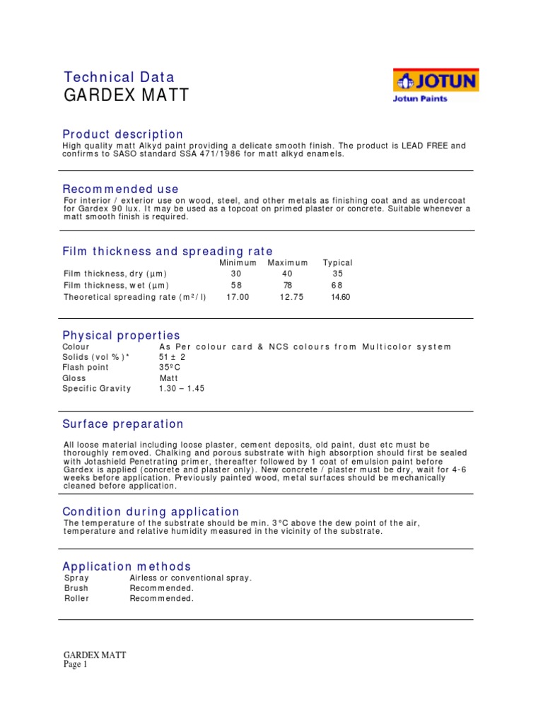 Gardex Matt | PDF | Paint | Plaster