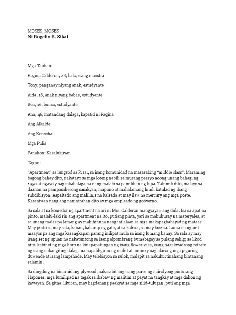 MOSES - Rogelio Sikat [Buong Akda]