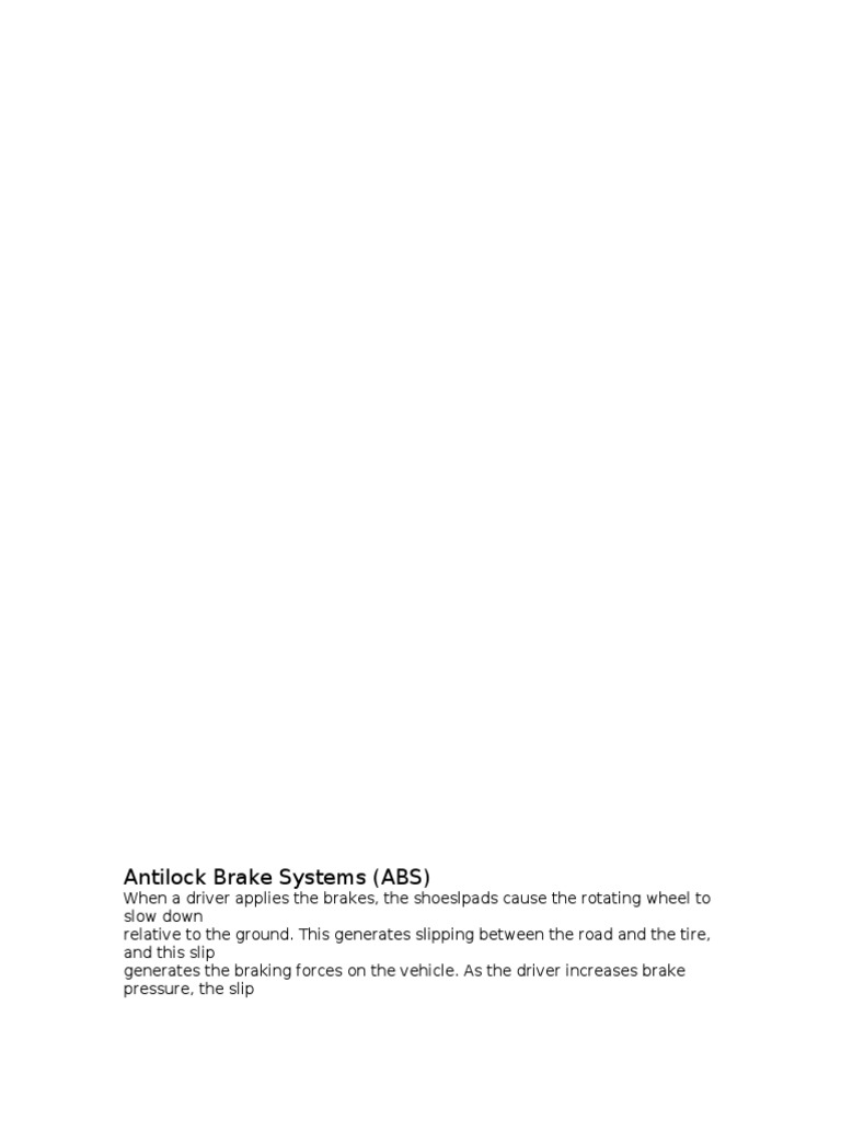 Antilock Brake Systems (ABS) | PDF | Brake | Anti Lock Braking System