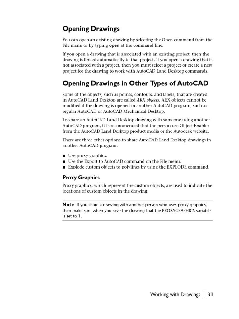 Opening Drawings: Proxy Graphics | PDF | Auto Cad | Desktop Environment