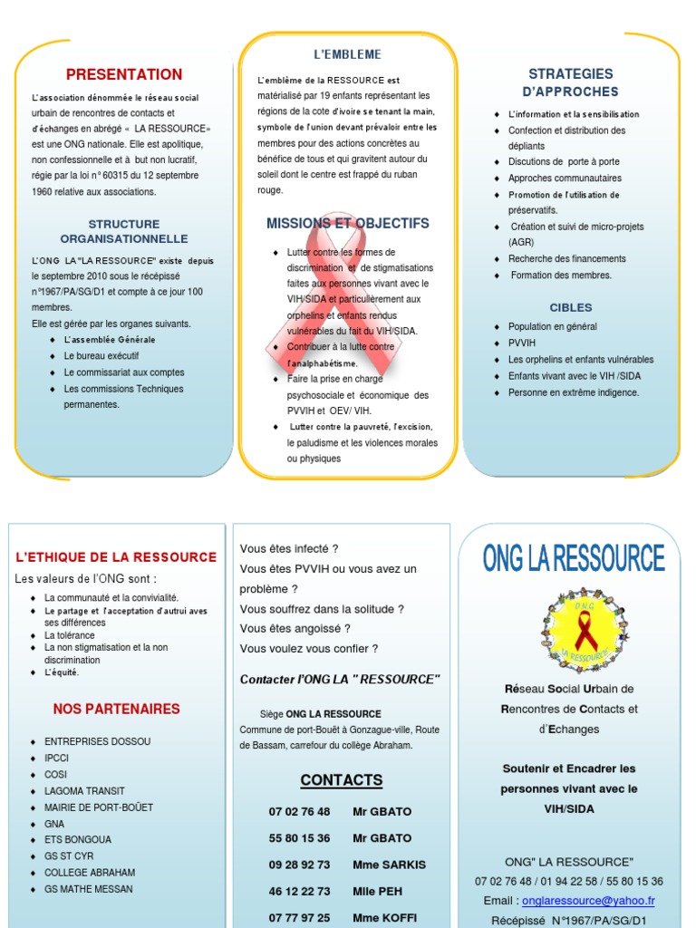 BROCHURE ONG LA RESSOURCE.docx | Sphère publique | Politique