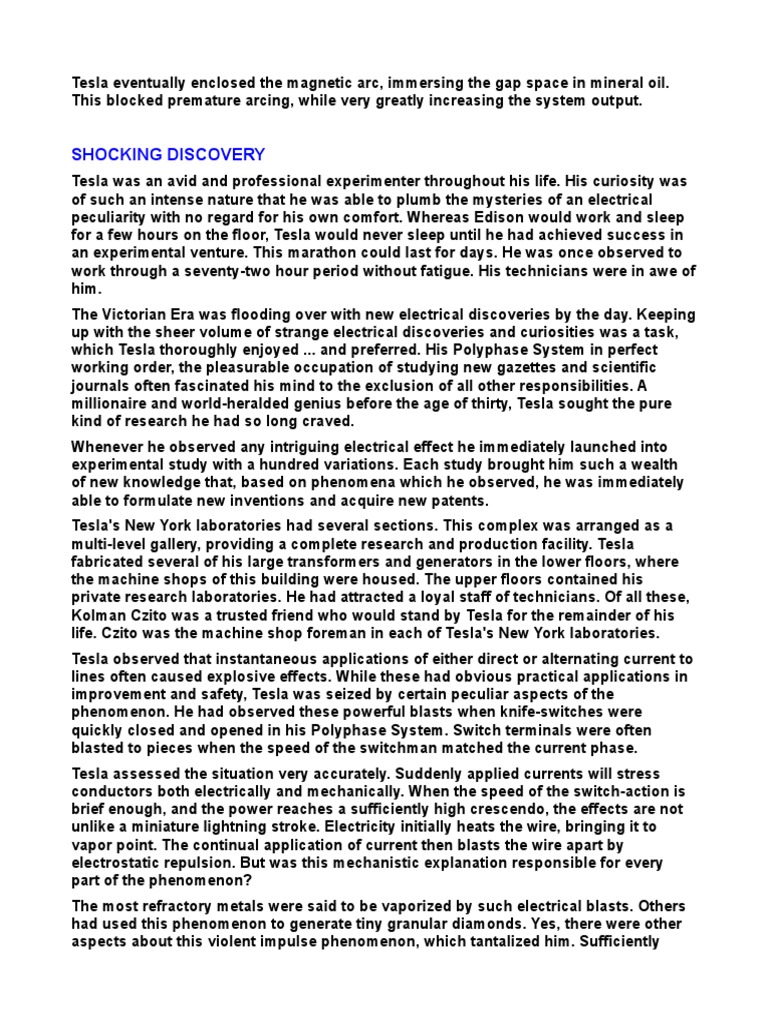 Tesla Impulse Notes | PDF | Inductor | Nikola Tesla