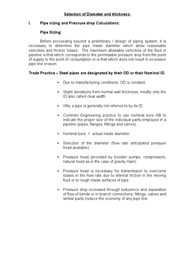 Pipe Sizing and Pressure Drop Calculation | PDF | Pipe (Fluid ...