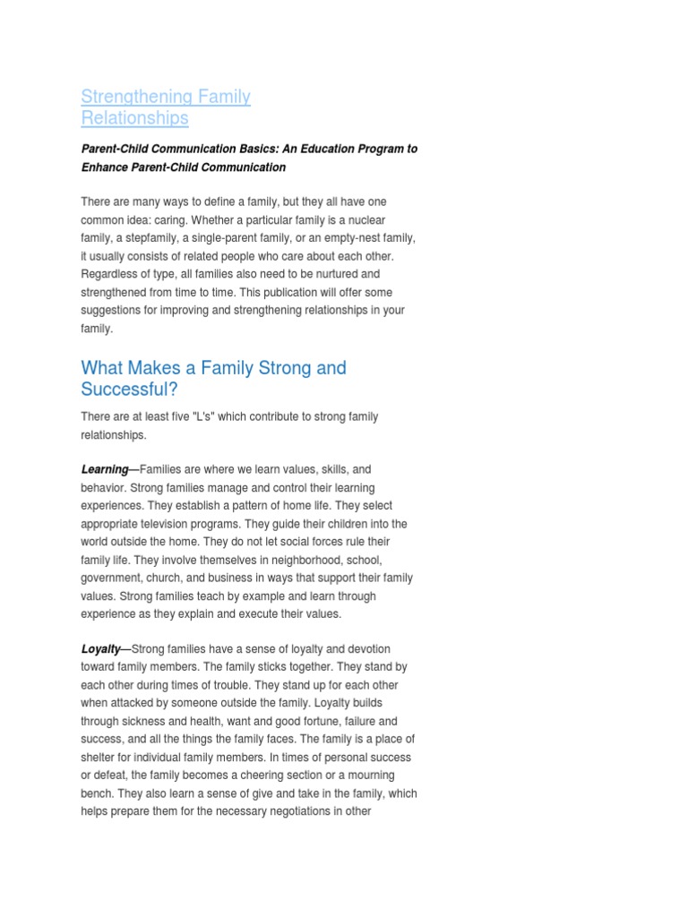 Strengthening Family Relationships | PDF | Family | Love