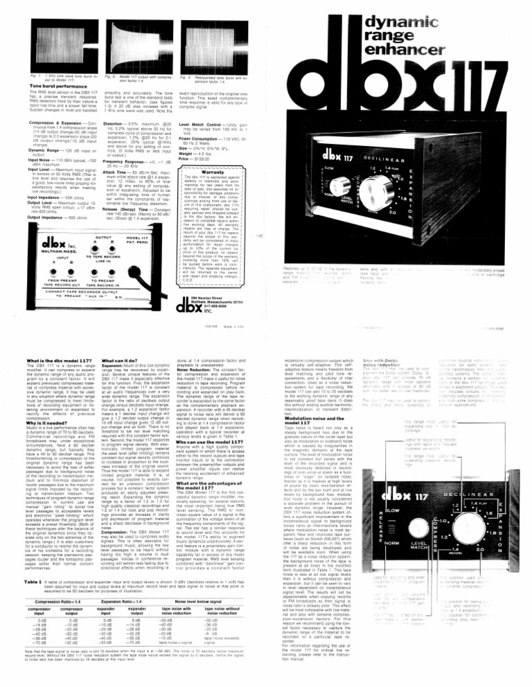 DBX 117 Cut Sheet | PDF