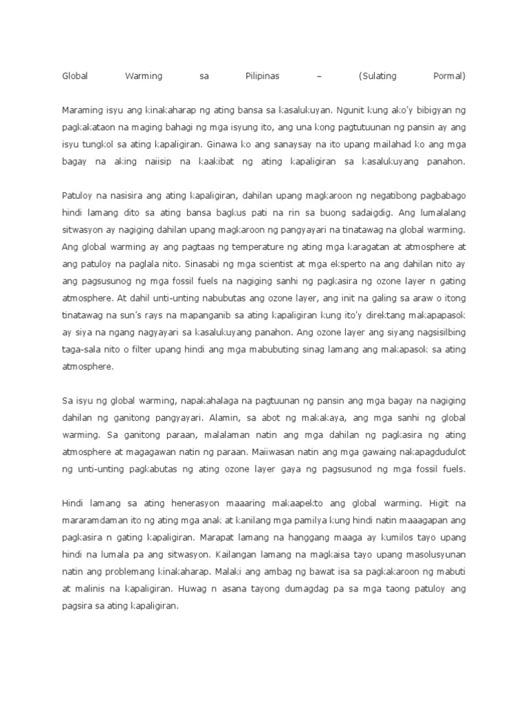 Sample NG Sulating Pangwakas Sa Filipino | PDF