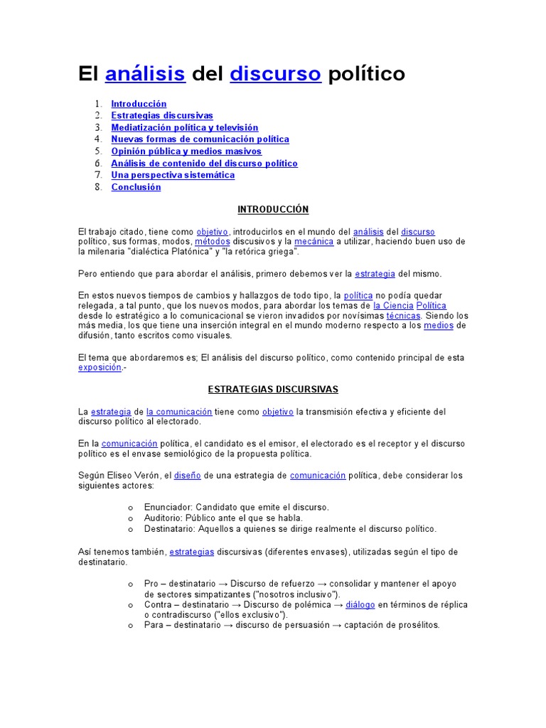 El análisis del discurso político | Comunicación política | Retórica ...