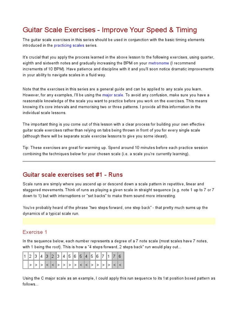 Guitar Scale Sequencing 20 Exercises | PDF | Scale (Music)