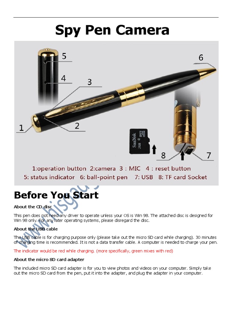 Spy Pen Manual 201 10400 01 | PDF | Secure Digital | Usb