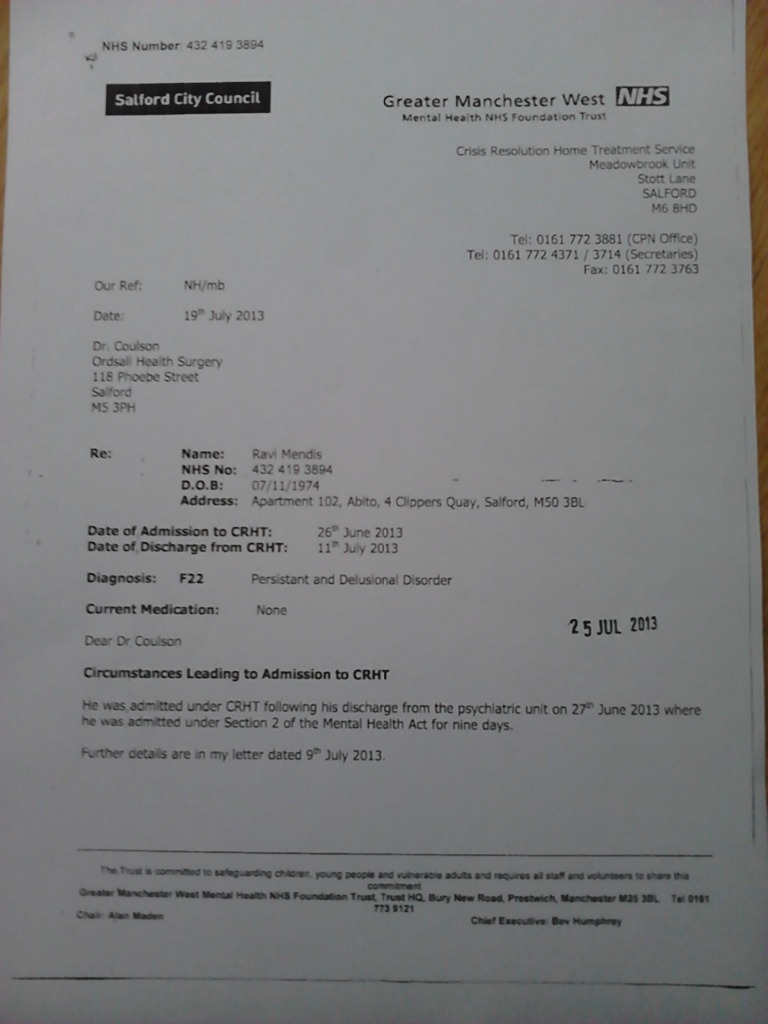 NHS CRHT Discharge Letter | PDF