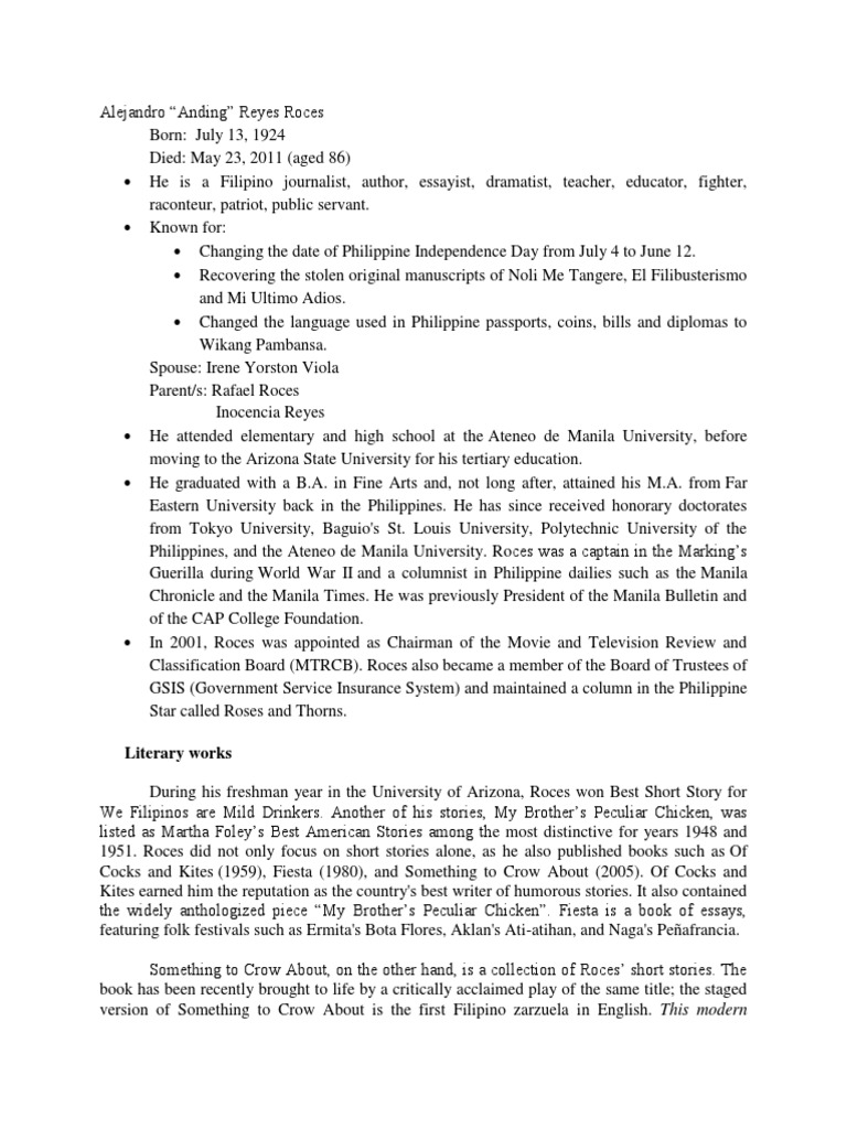 Alejandro Roces | Philippines | Further Education