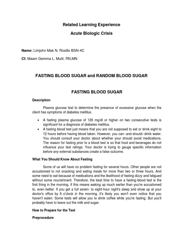 RBS and FBS | PDF | Medicine | Medical Specialties