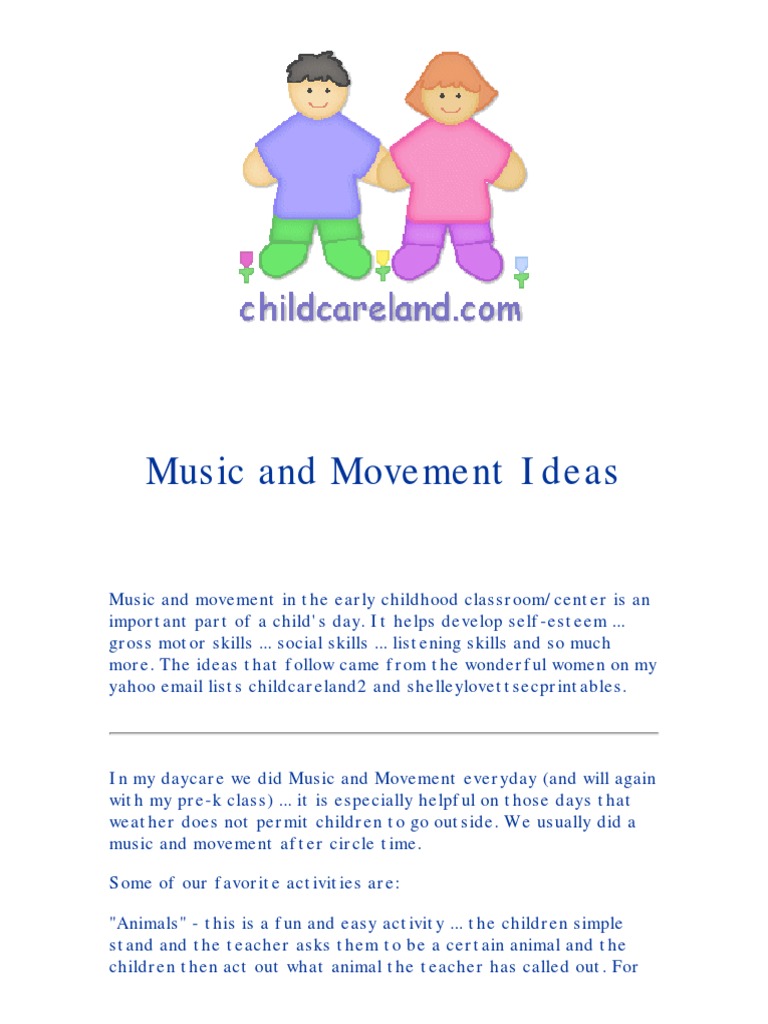Music and Movement Ideas for Early Childhood Classrooms | PDF | Musical ...