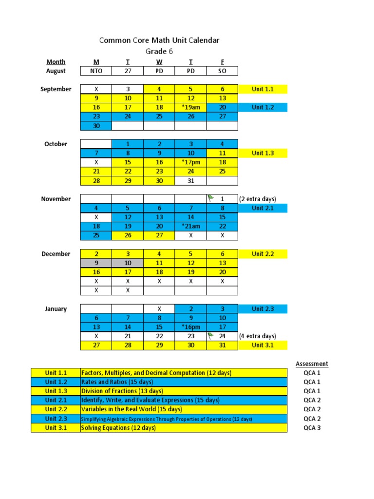 Grade 6 2013-2014 Math Calendar | PDF